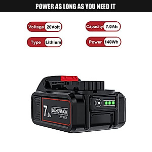 Bonacell 2Pack 20V 7.0Ah Lithium Battery Replacement for Dewalt 20 Volt Battery Max XR Cordless Tools DCB206 DCB200 DCB201 DCB204 DCB207 DCD/DCF/DCG Series