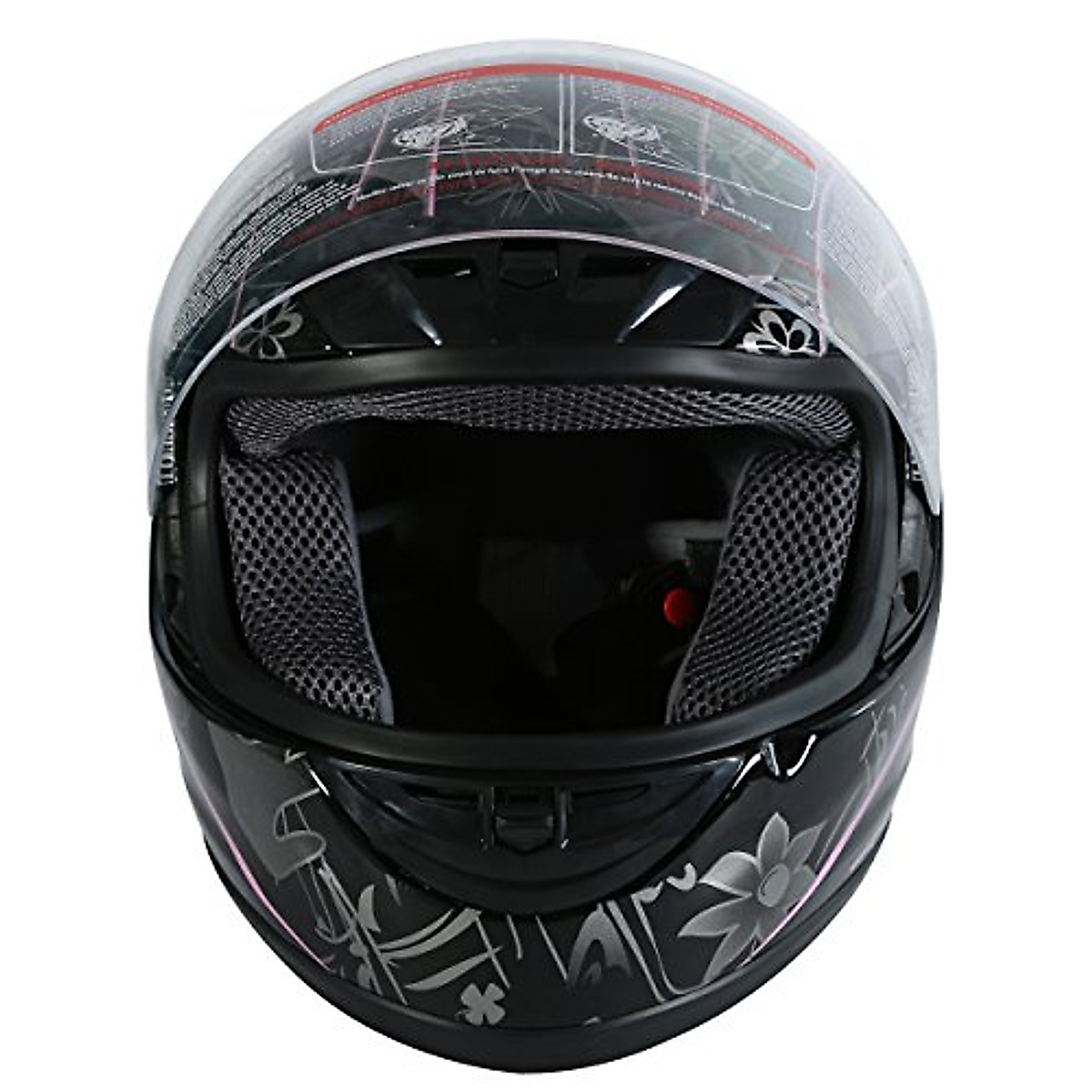 TCT-MOTORPARTS Motorcycle Motocross Flip Up Helmet Full Face DOT Helmet Pink Black Butterfly Full Face Street Sport for Women Men (Small)