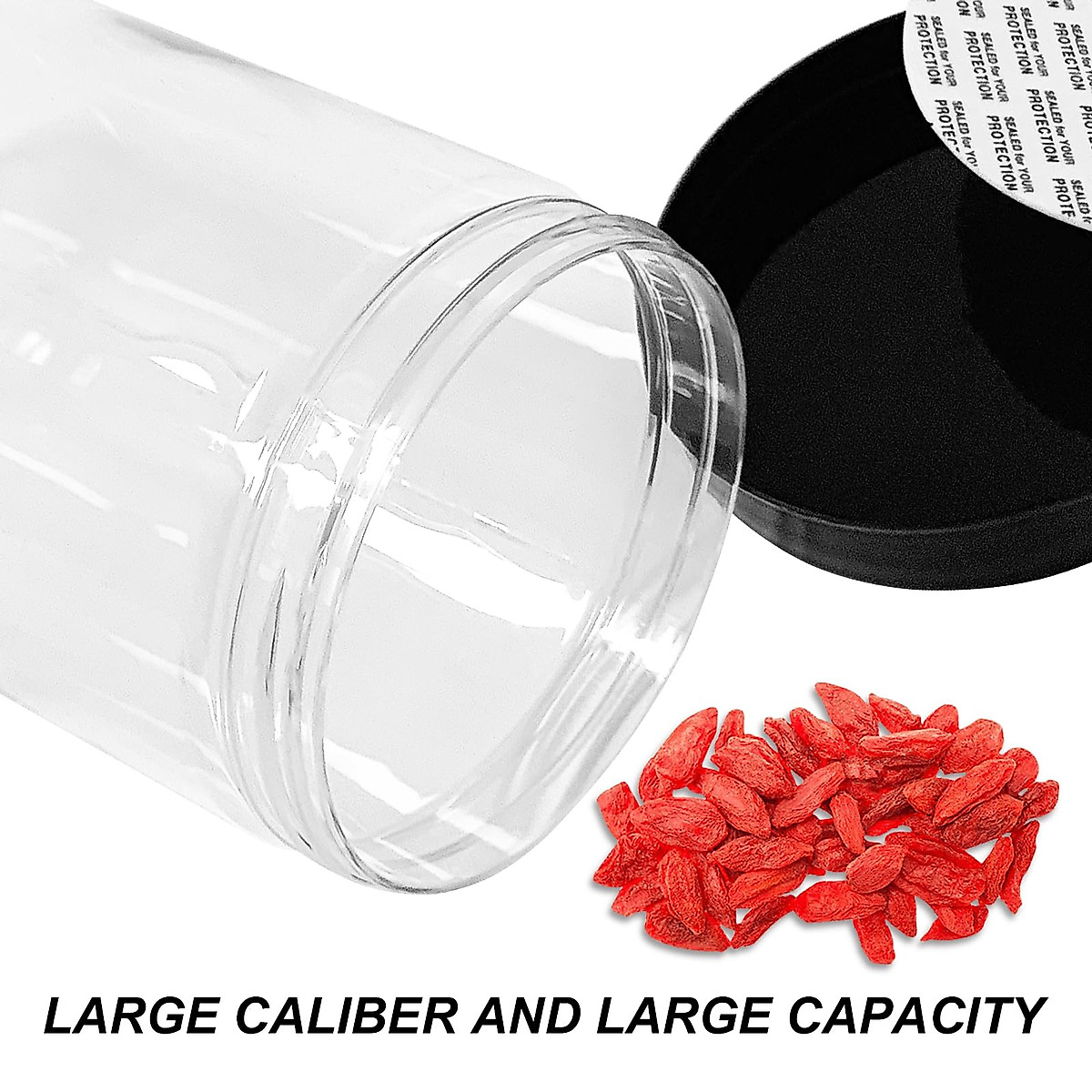 UEJYWUY 16 Pack 32 Oz Plastic Jars With Screw Lids, Wide Mouth Empty Clear Plastic Storage Container, Food Grade Large Round Jar for Household and Kitchen Organizing