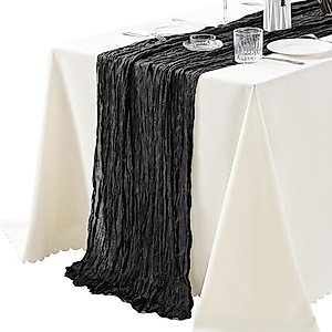 Dololoo 2 Pack 13Ft Cheesecloth Table Runner 35 x 157 Inches Gauze Vintage Table Runner Boho Rustic Decorations for Wedding Decor Reception Bridal Shower Holiday Party, Black