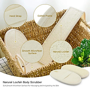 Loofah Exfoliating Back Washer, Back Scrubber for Shower with Exfoliating Loofah Pad for Men and Women, Loofah Sponges Deep Clean Deep Clean Relax Your Body (31.5 inch Length 4 inch Width)