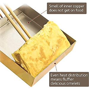 TIKUSAN Japanese Tamagoyaki Omelets Copper Pan with Wooden Lid 9.4 inch (24×24 cm) Square Type Egg Pan