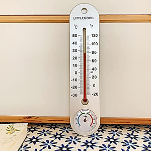 LittleGood Thermometer Indoor with Humidity – 9.8 inch Wall Vertical Thermometer/Hygrometer, Temperature Monitor for Home, Household Thermometer for Room Temp