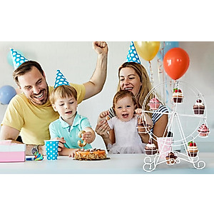 Ferris Wheel Cupcake Stand Dessert Serving Tray, Ferris Wheel Cupcake Stand for Carnival and Circus Theme Party Wedding Party Furnishing Accessories (White)