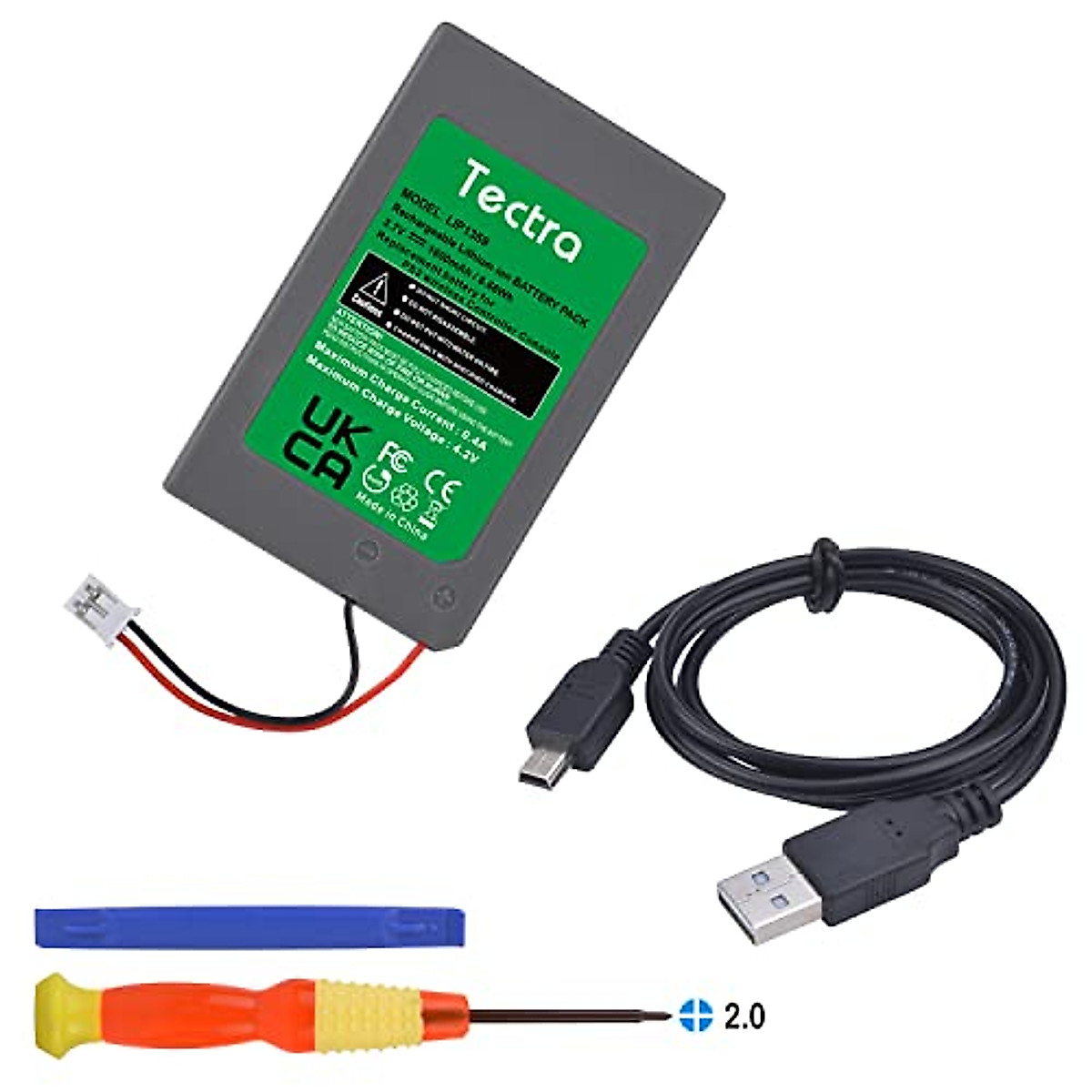 Tectra LIP1359 Battery Compatible with Sony Playstation 3 PS3 Dualshock 3 Wireless Controller CECHZC2E, CECHZC2U with USB Charging Cable