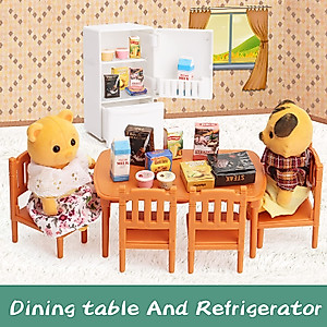 Dollhouse Furniture Set for Kids Toys Miniature Doll House Accessories Pretend Play Toys for Boys Girls & Toddlers Age 3+ with Kitchen