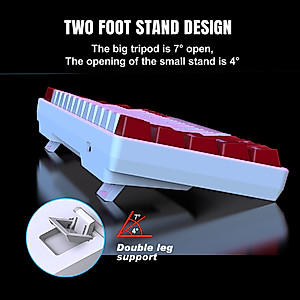 Snpurdiri Wired 60% Mechanical Gaming Keyboard, White LED Backlit Ultra-Compact Mini Office Keyboard for Windows Laptop PC Mac (Red-White, Red Switches)