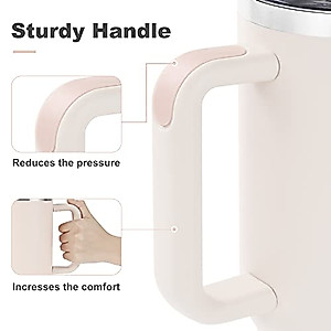 SOOZELEN 40oz Tumbler with Handle & Straw Lid, Insulated Travel Mug, Double Walled Keeps Drinks Cold & Heat for Long Time（Rose Quartz）