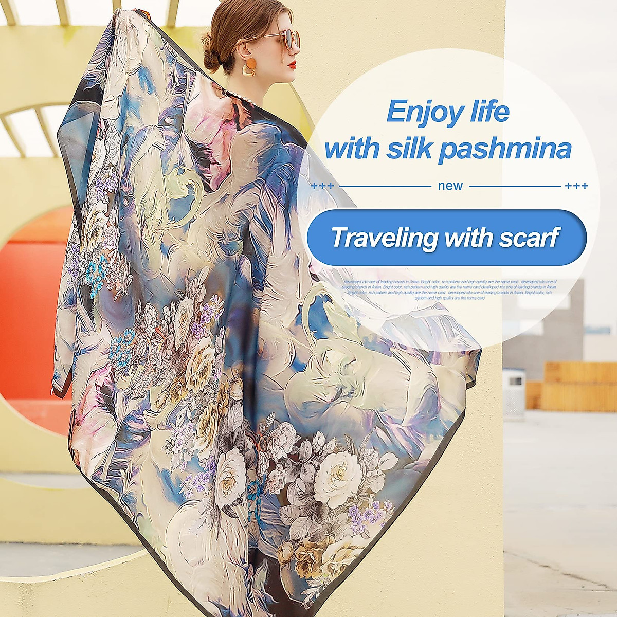 Xinmurffy Mulberry Silk Fashion Travel Scarf for Women Lightweight Large Pashmina Shawls and Wraps for Evening Dresses (Grey) (Green2315) (grey2203)