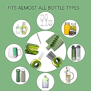 Water Bottle Cleaner Brush Set, Meritpick 3 in 1 Multipurpose Bottle Gap Cleaner Brush & Long Handle Silicone Bottle Brush & Straw Cleaner Brush for All Water Bottle, Baby Bottles (Green)