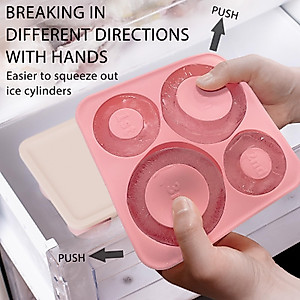 Ice Cube Tray for Stanley Cup,Reusable Ice Cube Trays with Lid for 20oz 30oz 40oz Tumbler,4 Hollow Silicone Cylinder Ice Mold for Ice Drink, Juice, Whiskey, Cocktail