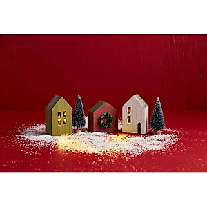 Mud Pie Boxed Mini Christmas Village Set, 4" x 2 1/2", Red