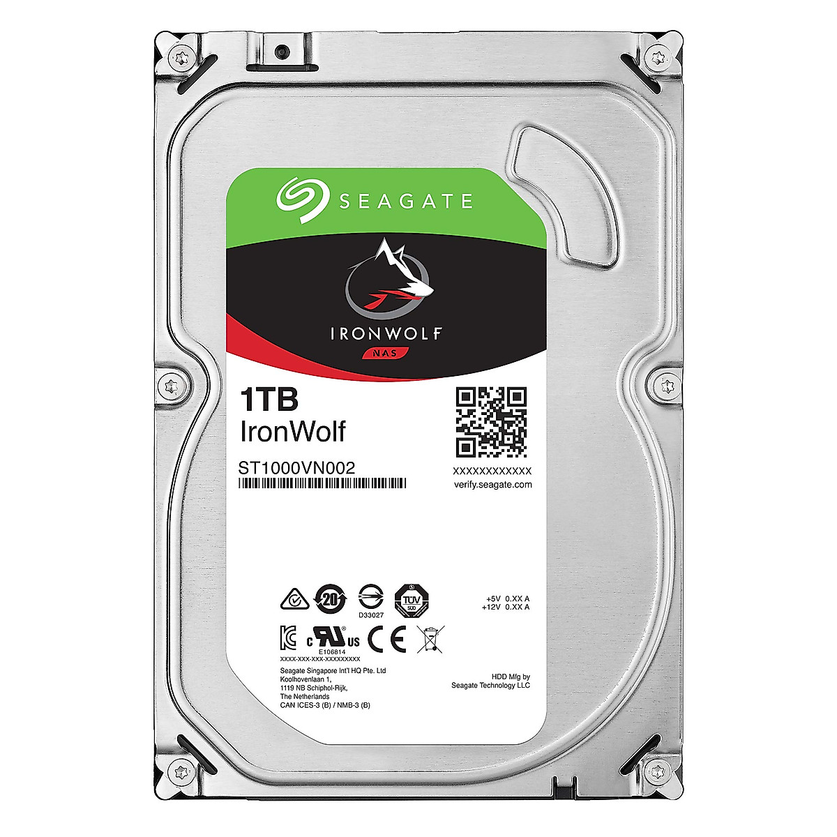 Seagate IronWolf 1 TB NAS Raid Internal Hard Drive - 5,900 RPM Sata 6 Gb/s 3.5-Inch (ST1000VN002)