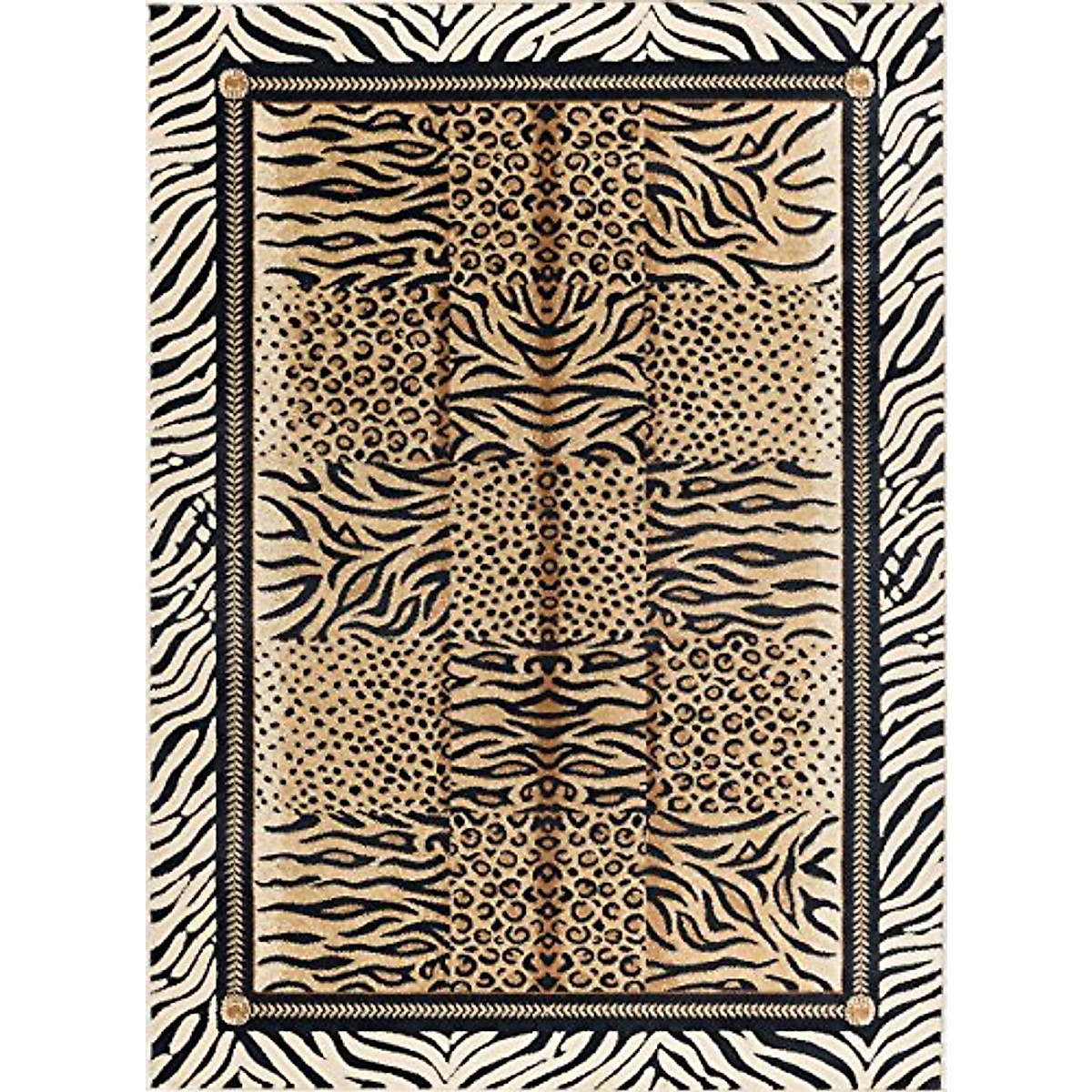 Savannah Contemporary Animal Beige Rectangle Area Rug, 8' x 10'