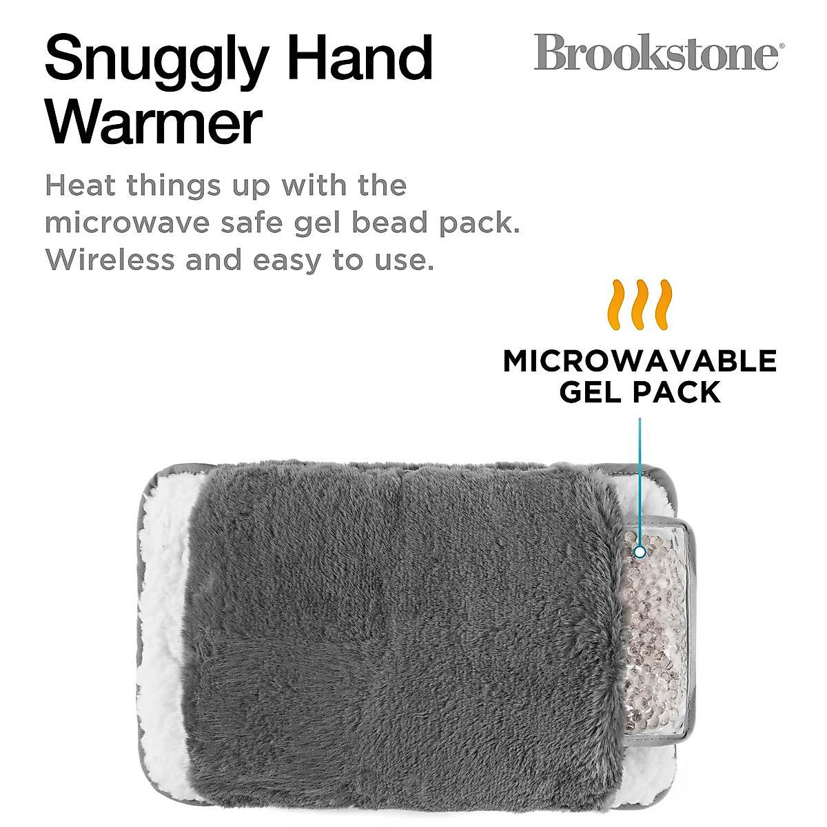 Brookstone Faux Fur Hand Warmer | Soothe Cold Hand Muff with Microwavable Gel Pack for Long Lasting Heat | Cozy Sherpa & Plush Lining for Ultimate Comfort | Hand Muffs for Women & Men | 100% polyester