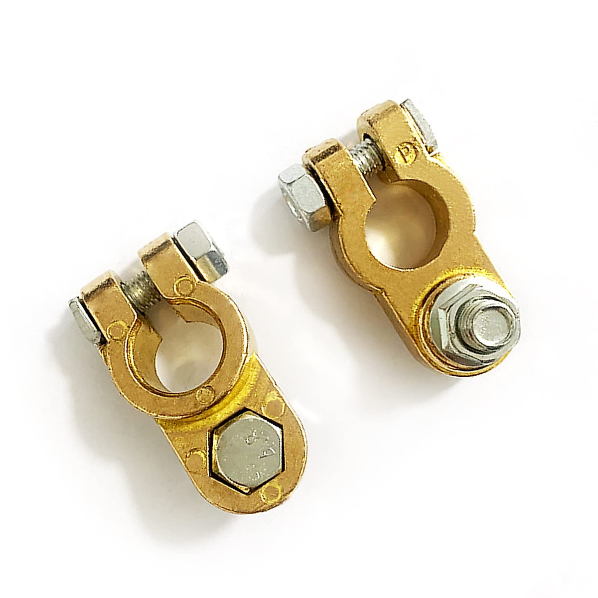 Yonput Pack-2 Brass Battery Terminal Connectors, Quick Release Disconnect Car Battery Terminal, Car Battery Terminal Connectors Kit for Marine Car Boat RV Vehicles, Positive and Negative (Gold)