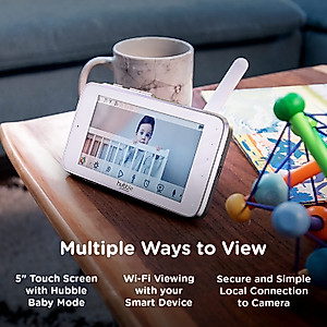 Hubble Nursery Pal Touch 5" Smart Baby Monitor with Camera and Audio, WiFi Baby Camera Monitor with Flexible Wall Mount; Pan Tilt Zoom; 2Way Talk, Interactive Smart HD Monitor & Smartphone App