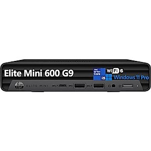HP Elite Mini 600 G9 MFF Business Desktop Computer, 13th Gen Intel 14-Core i5-13500T (Beat i7-12700T), 4GB DDR5 RAM, 1TB PCIe SSD, WiFi 6, Bluetooth, Keyboard and Mouse, Windows 11 Pro, Tichang