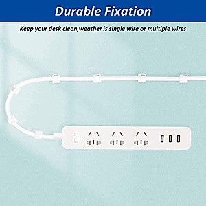 Adhesive Cable Clips - 50 Pcs Wire Holder Organizer Cord Management for Car, Ethernet Cable,Wall,Office and Home-White (41/64"x37/64"-50PCS, White)