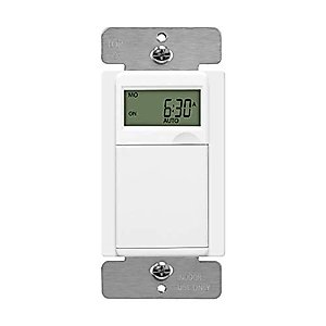 ENERLITES - HET01-C-W Programmable Digital Timer Switch for Lights, Fans, Motors, 7-Day 18 ON/OFF Timer Settings, Single Pole, Neutral Wire Required, UL Listed, HET01-C, White