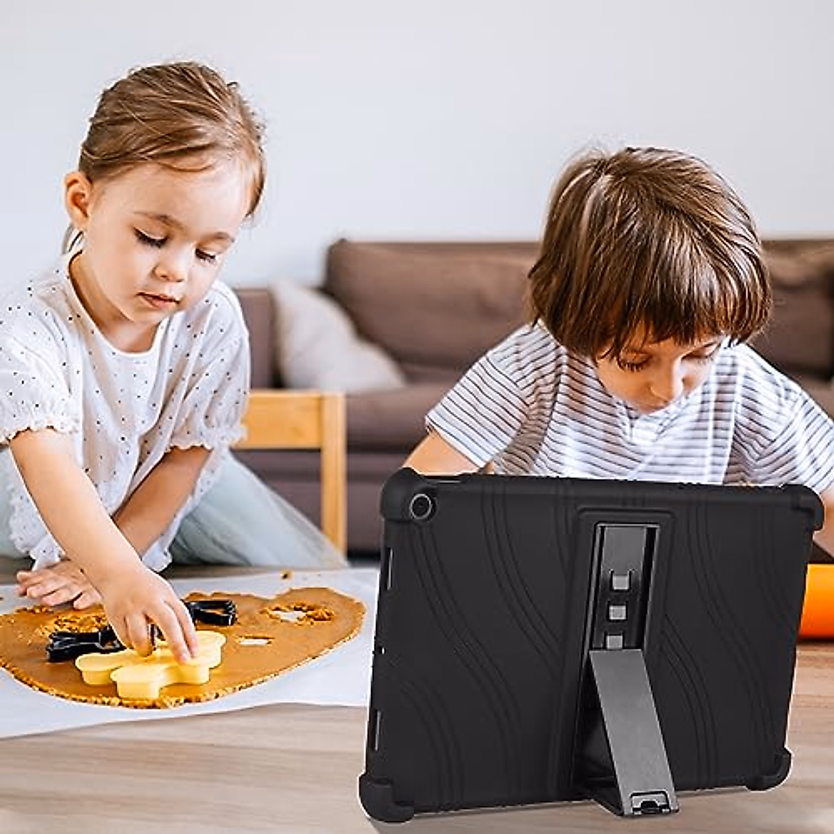 DUEDUE for Google Pixel Tablet Case 2023, Pixel Tablet 2023 Cover, Soft Silicone Adjustable Stand Cover Shockproof Gel Kickstand Tablet Cases for Pixel Tablet 11 Inch, Black