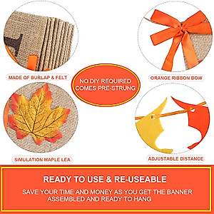 3 Pieces Happy Fall Banner Thankful Banner Give Thanks Banner and Felt Fall Leaves Garland Banner for Fall Thanksgiving Decoration (Style Set 1)