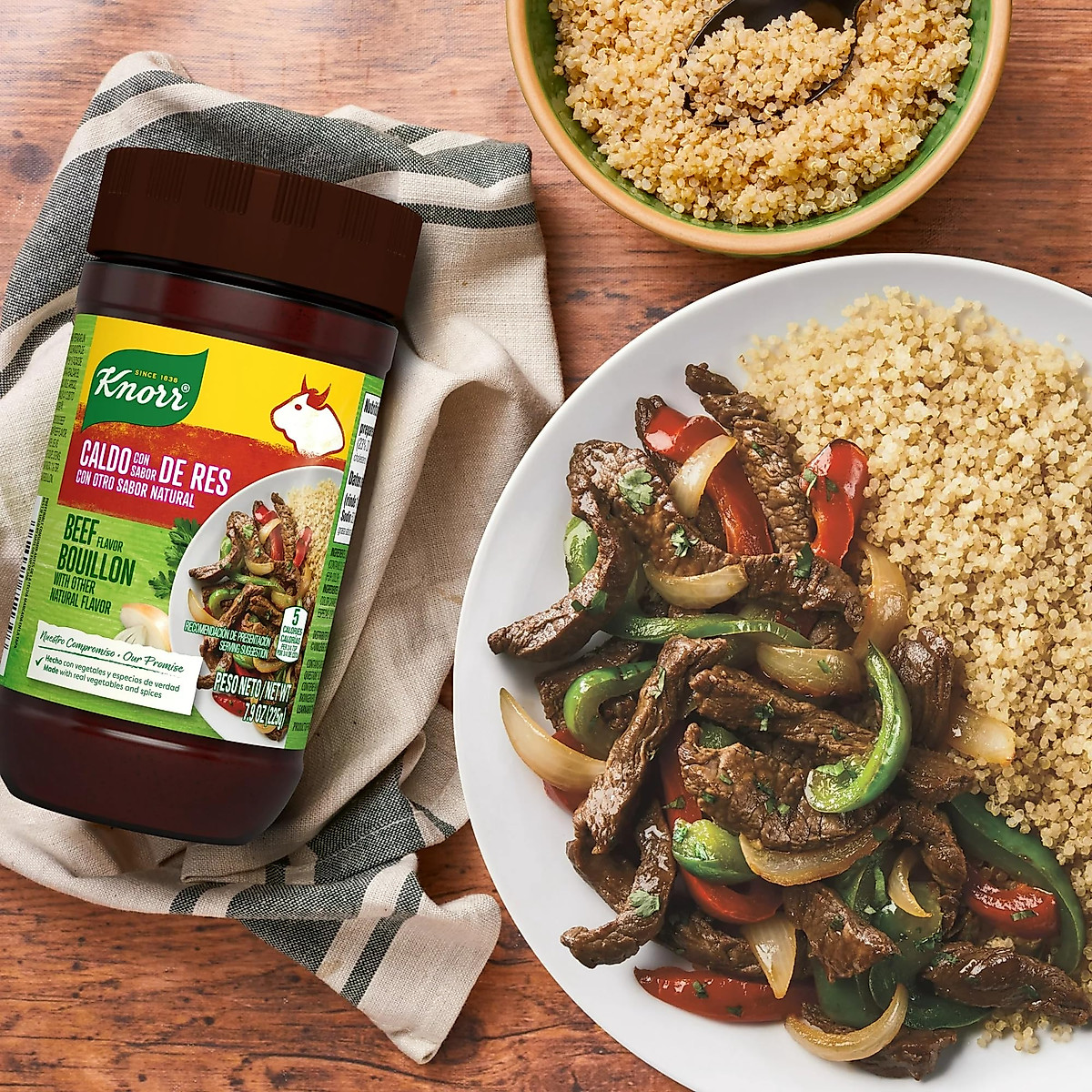 Knorr Granulated Bouillon, Beef Flavor, 7.9 oz (Pack of 2) with By The Cup Swivel Spoon