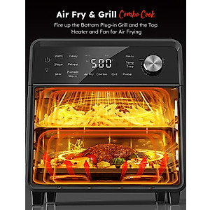 Nuwave X Chef Todd English Air Fryer Oven Combo, Plug-In Grill w/Sheath Heaters, Authentic Char Flavor, 2024 New Convection System, 2X More Even, 100 Presets, Smarter Probe, 50-550°F, Stainless Steel