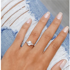 TIGRADE 3CT Engagement Ring Oval Cut Cubic Zirconia Marquise Round CZ Eternity Wedding Band for Women Size 3-12, Silver, Size 6