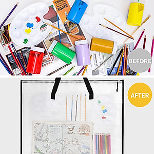 EOOUT 4pcs 19x25 Inches Art Portfolio Bags, Portfolio Folder for Artwork, Posters Storage Bag with Zipper and Handle Mesh Folder Organizers for Poster, Scrapbook, Keepsake and Bulletin Board