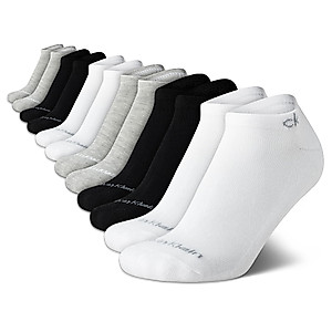 Calvin Klein Women's Athletic Socks - Lightweight Performance No Show Socks (12 Pack), Size Shoe Size 4-10, BlackWhiteGrey