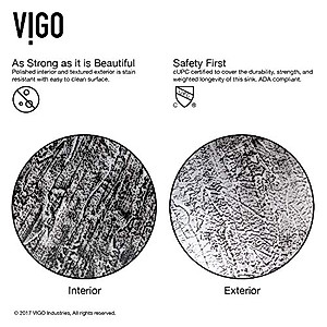 VIGO Titanium 16.5 inch Diameter Over the Counter Freestanding Matte Stone Round Vessel Bathroom Sink in Slate Grey - Sink for Bathroom VG07050