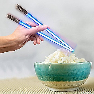 Lightsaber Chopsticks Light Up - LED Glowing Light Saber Star Wars Chop Sticks - Reusable Sushi Lightup Sabers Chopstick Set Of 1 Blue Pair