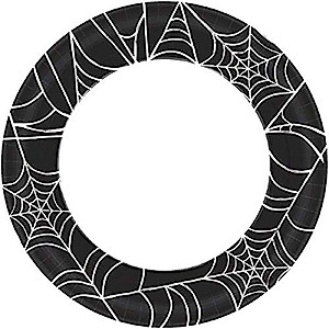 Amscan Spider Web Value Paper Plates - 10", Black & White, Pack of 40