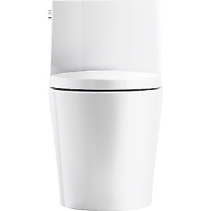 KOHLER Veil One-Piece Skirted Toilet, Dual Flush, Elongated Bowl, Skirted Trapway, White, Hidden Cord Option, Conceals Bidet Seat Cords, K-1381-HC-0