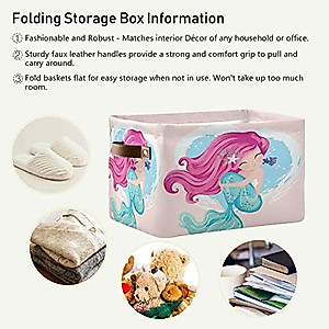 Storage Basket Cube Cute Animal Mermaid Large Collapsible Toys Storage Box Bin Laundry Organizer for Closet Shelf Nursery Kids Bedroom,15x11x9.5 in,1 Pack