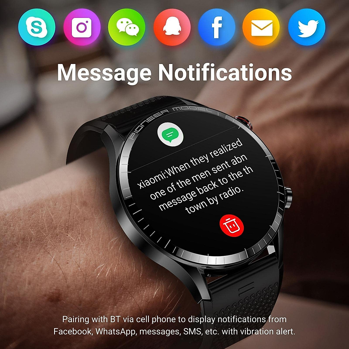 HOAIYO Smart Watches for Men Women (Call Receive/Dial), AMOLED Smartwatch with Heart Rate SpO2 Sleep Calories Counter, Waterproof Fitness Watch for Android iOS Phones (23Black, 1.5")