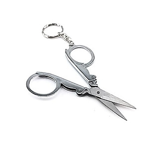 yueton 3pcs Stainless Steel Folding Travel Scissors Cutter with Key Ring