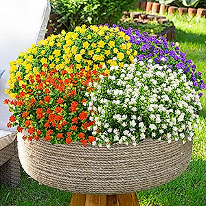 GREENRAIN 6 Bundles Artificial Flowers Outdoor Fake Flowers for Decoration UV Resistant No Fade Faux Plastic Plants Garden Porch Window Box Décor (Yellow)