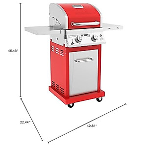 Nexgrill Deluxe 2-Burner Propane Barbecue Gas Grill with Warming Rack, 401 sq. in, 28000 BTUs, Outdoor Cooking, Patio, Barbecue Grill, Foldable Side Table, with Full stainless Steel Control Panel, Red