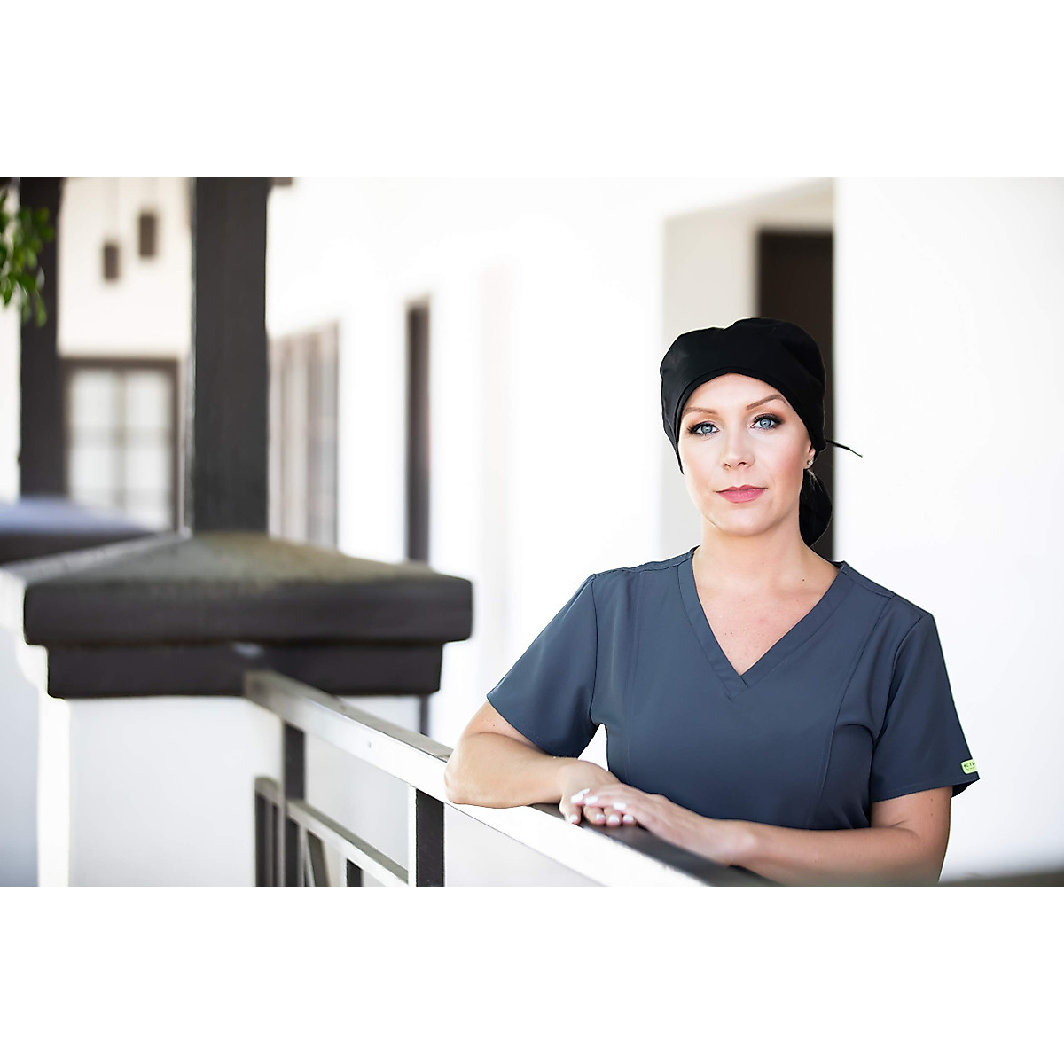 Sparkling EARTH Solid Black Big Hair Ponytail Classic Surgical Style Scrub Working Cap - Made in The USA!!!