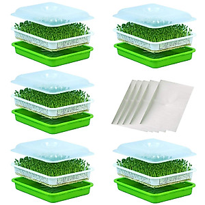 Blawicat Seed Sprouter Tray Seed Germination Tray BPA Free Nursery Tray for Seedling Planting Suit for Garden Home Office (5pcs with lid)