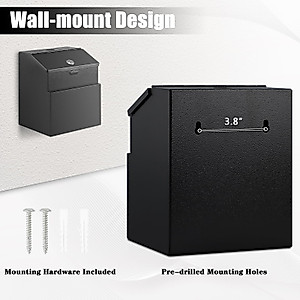 KYODOLED Metal Suggestion Box with Lock Wall Mounted Ballot Box Donation Box Key Drop Box with 50 Free Suggestion Cards 8.5H x 5.9W x 7.3L Inch Black