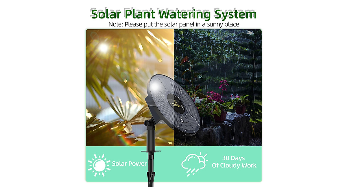 CIRYASR Solar Drip Irrigation System for Easy Plant Care