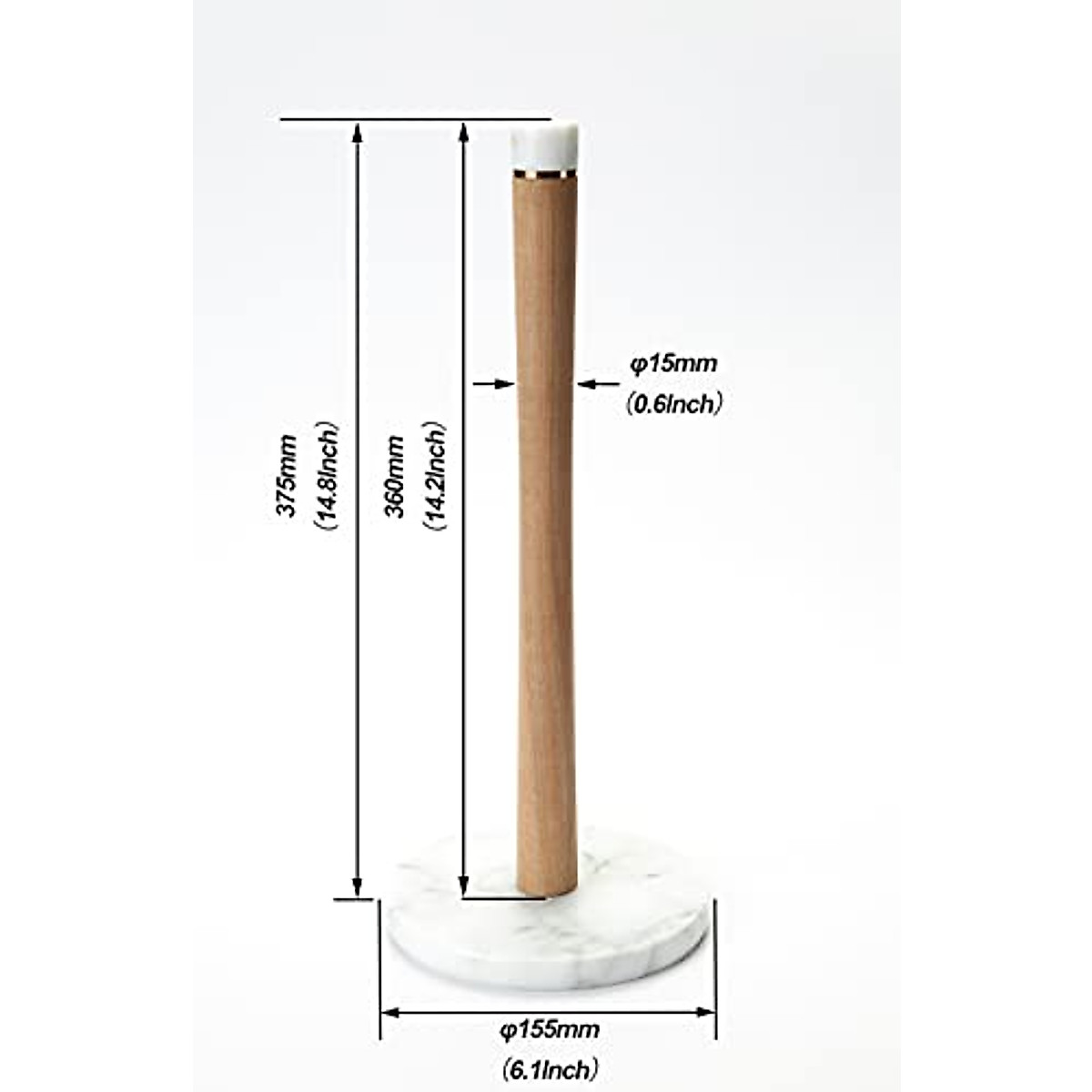 jalz jalz Paper Towel Holder Countertop Marble Base and Acacia Wood Stand,13.3'' Kitchen Paper Towel Roll Holder Stand