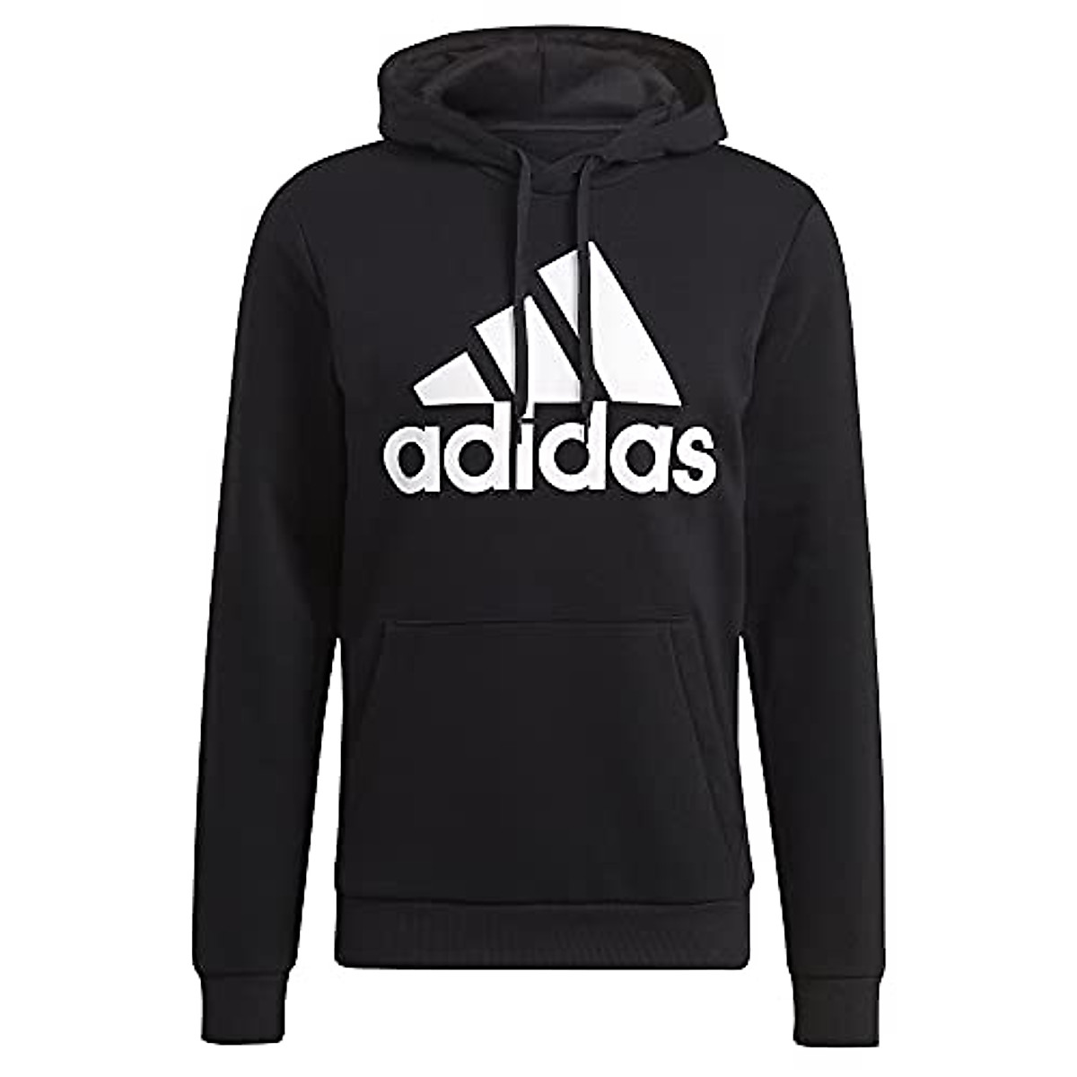adidas Men's Essentials Fleece Big Logo Hoodie, Black/White, Medium