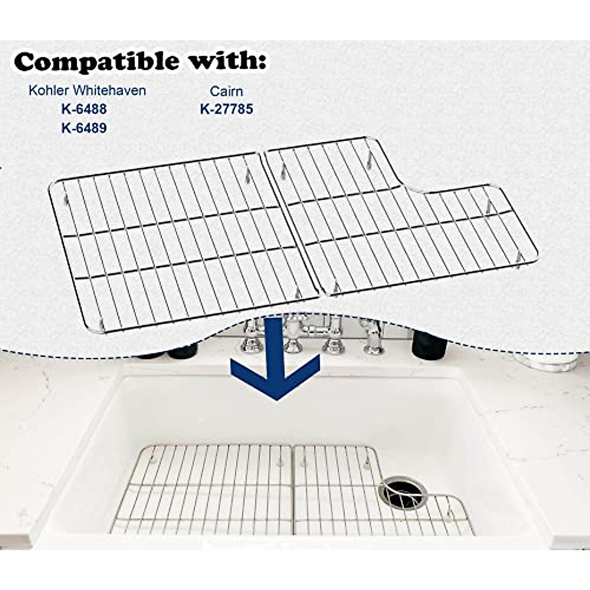 𝟮𝟬𝟮𝟯 𝙐𝙥𝙜𝙧𝙖𝙙𝙚𝙙 K-6639-ST Sink Rack Replacement for Kohler Whitehaven Bottom Basin Rack 6639-ST, K-6488 and K-6489 Stainless Steel Sink Protector Accessories