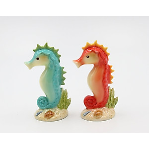 Cosmos Gifts 20784 Fine Porcelain Seahorse Salt and Pepper Shakers Set, 4" H