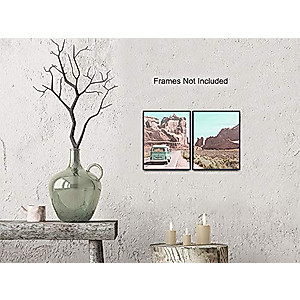 Desert Cactus Travel Photo Set - 8x10 Volkswagen Van Picture Posters - Gift for American West Photography Fans - Unframed Wall Art Prints