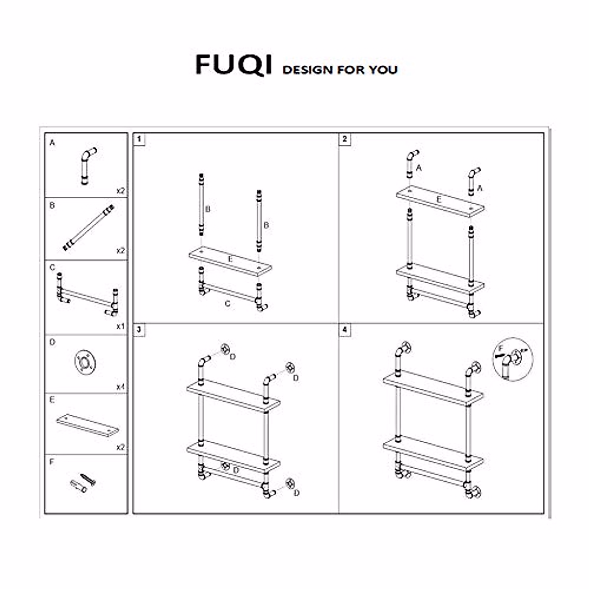 FUQI Industrial Pipe Bathroom Shelves Decor Wall Mounted 2 Tiered, Rustic Wood Wall Shelf with Towel Bar, Black Matte Towel Rack, Pipe Floating Shelves Shelving Towel Holder